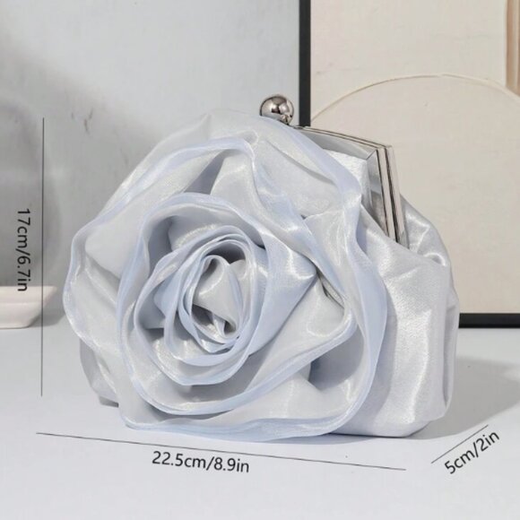 Bags | Silver Rose Evening Bag | Poshmark